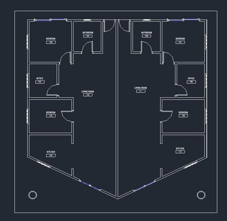 Modern 2-unit Duplex House Plan: 2260 Sq Ft (PDF Floor Plans) - Etsy