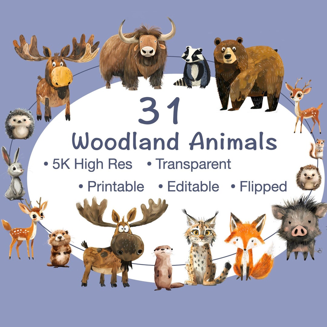 Woodland Animal Clipart Instant Download Forest Creatures Deer Fox Owl ...