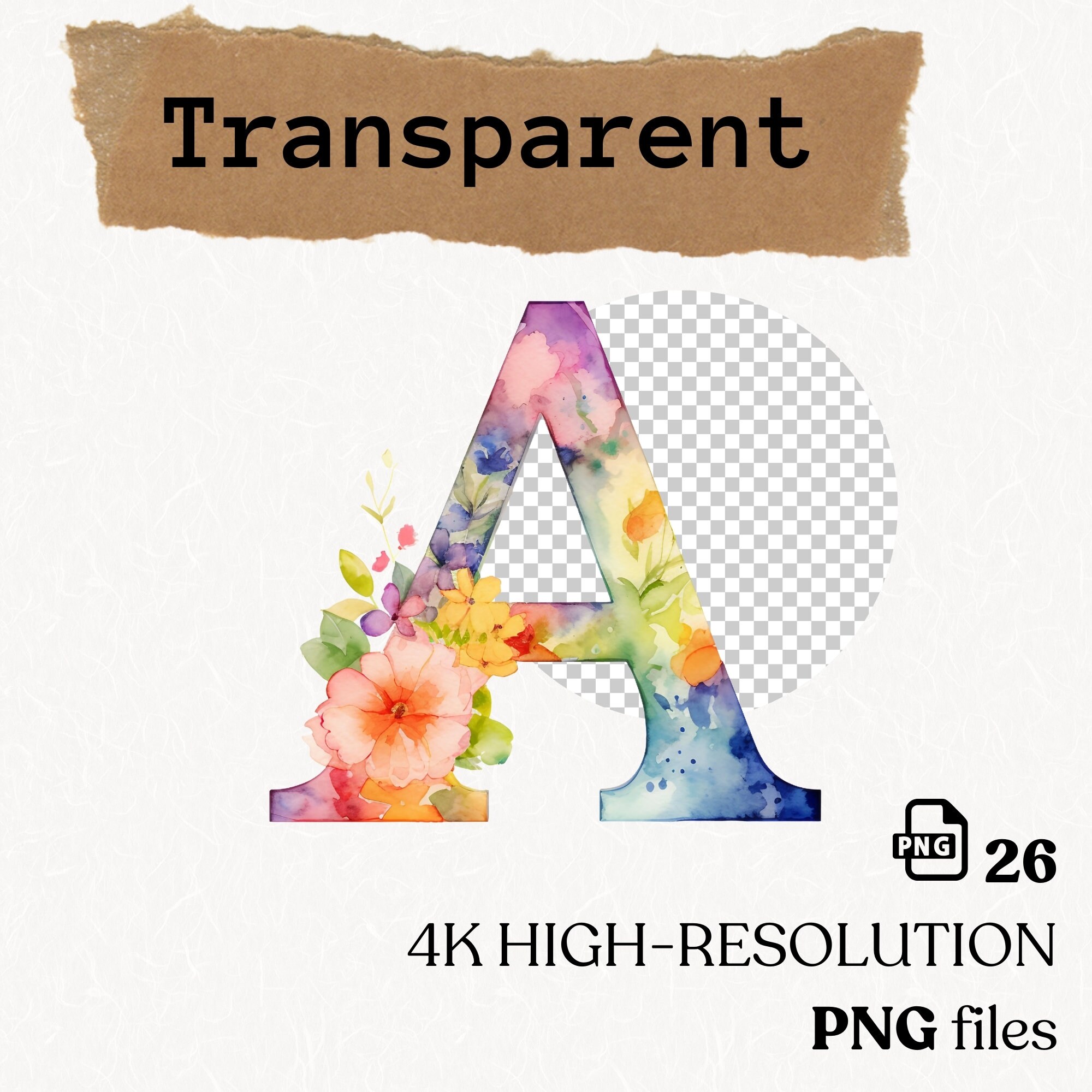 Watercolor Floral Alphabet, Wildflowers Clipart, Floral Letters ...