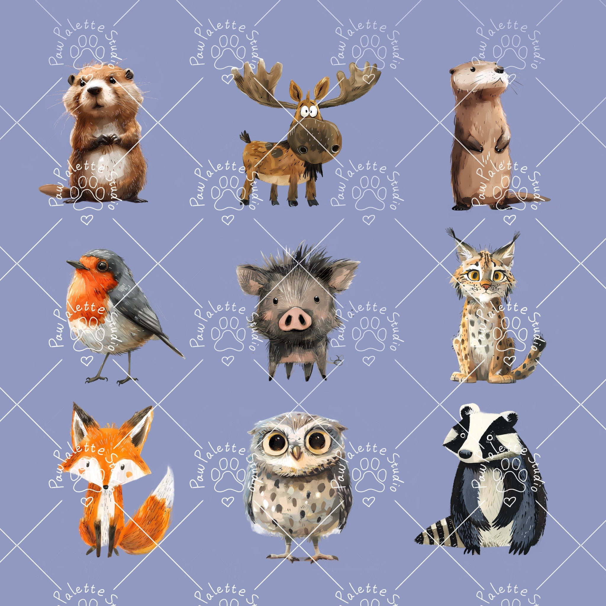 Woodland Animal Clipart Instant Download Forest Creatures Deer Fox Owl ...