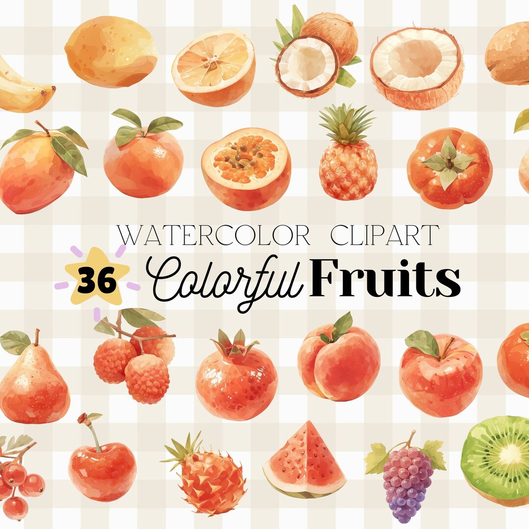 Colorful Fruit Clipart Set Kitchen Png Fruits Collection Clipart ...