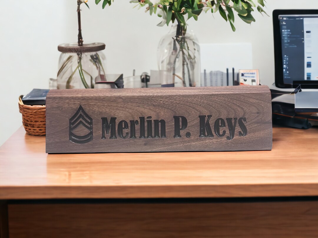 Personalized Wooden Desk Name Plate, Engraved Desk Name Sign, Office ...