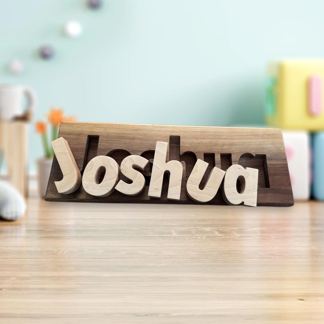 Custom Wooden Name Puzzle for Kids, Personalized Natural Wood Toy, Baby ...