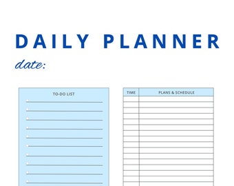 Blue Digital Daily Planner Template - Etsy