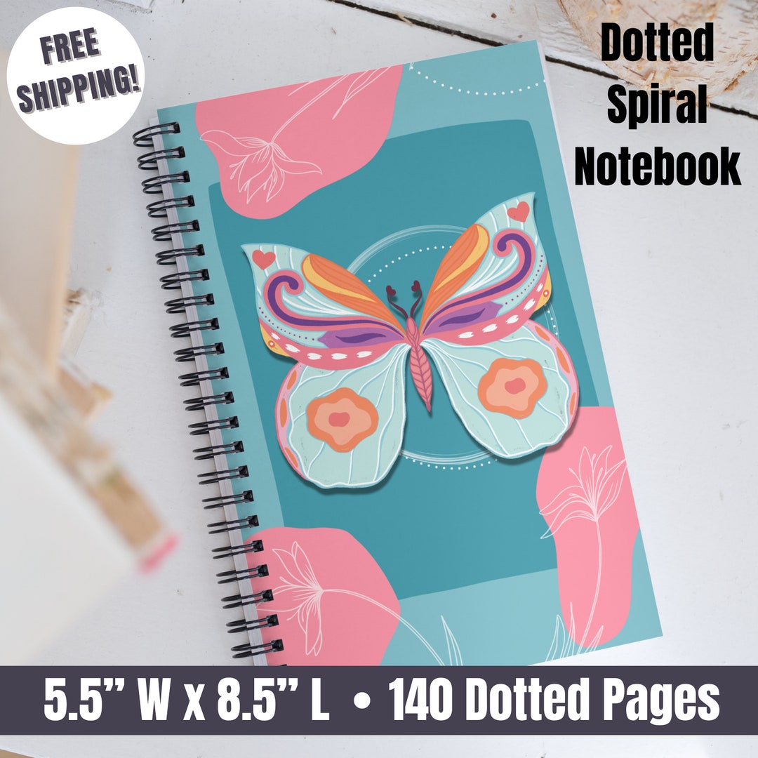 Butterfly Drawing Notebook Cover, Butterfly Notebook Dot Grid Journal ...