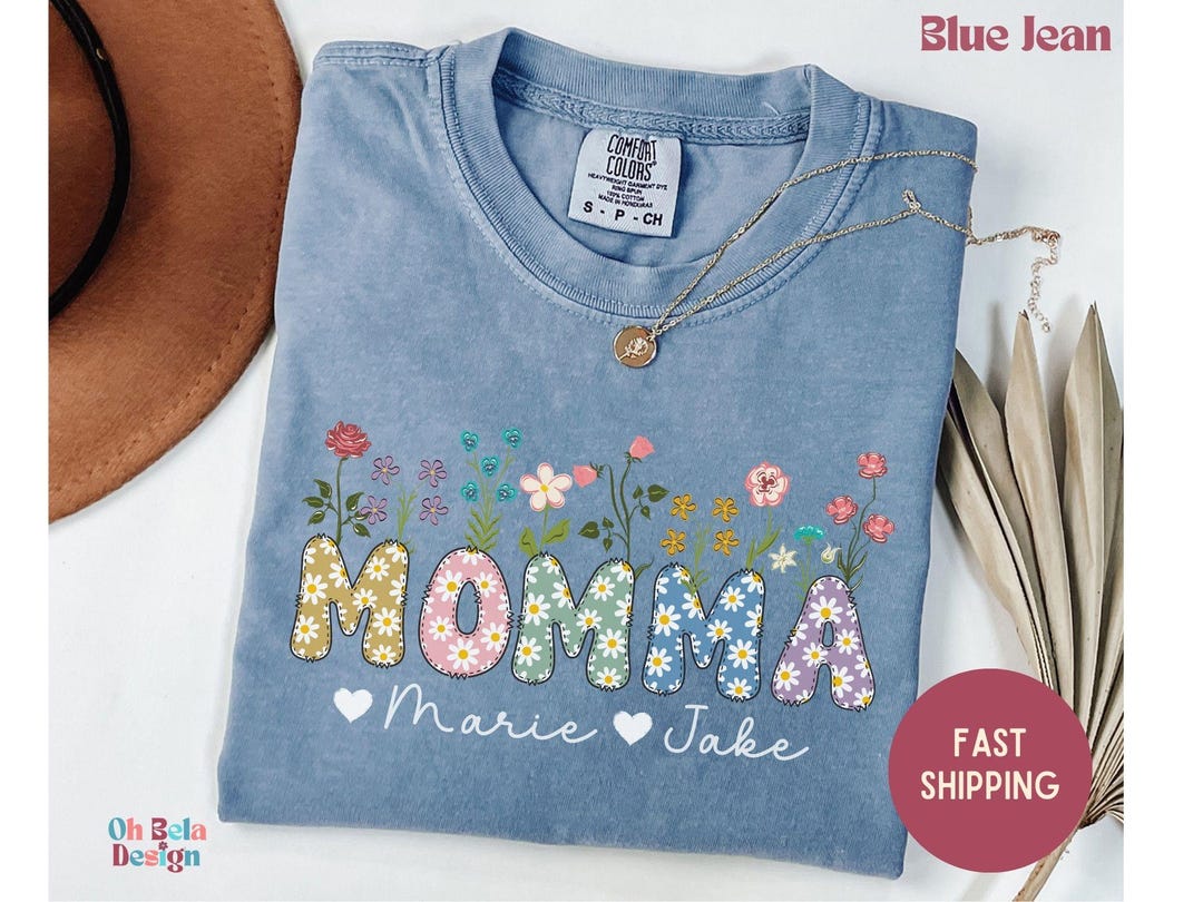 Custom Momma With Kids Names Shirt Floral Momma Tee Mothers Day Gift ...