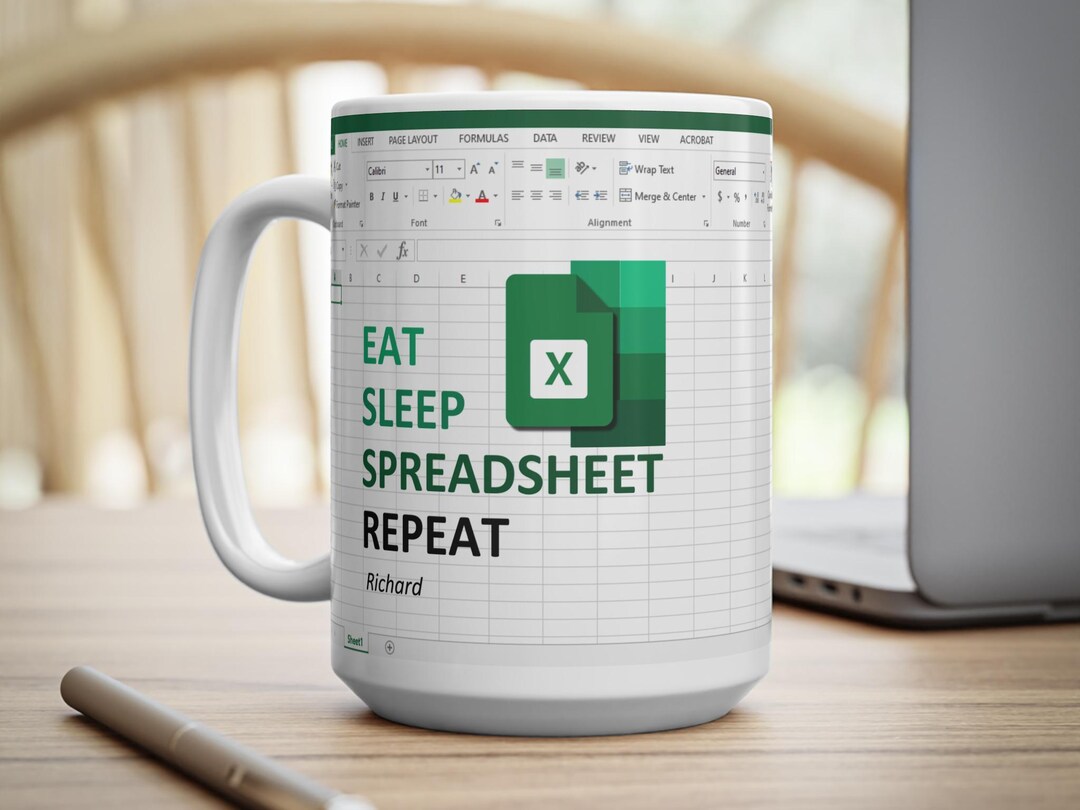 Funny Excel Coffee Mug Custom Spreadsheet Mug Excel Cheat Sheet Mug ...