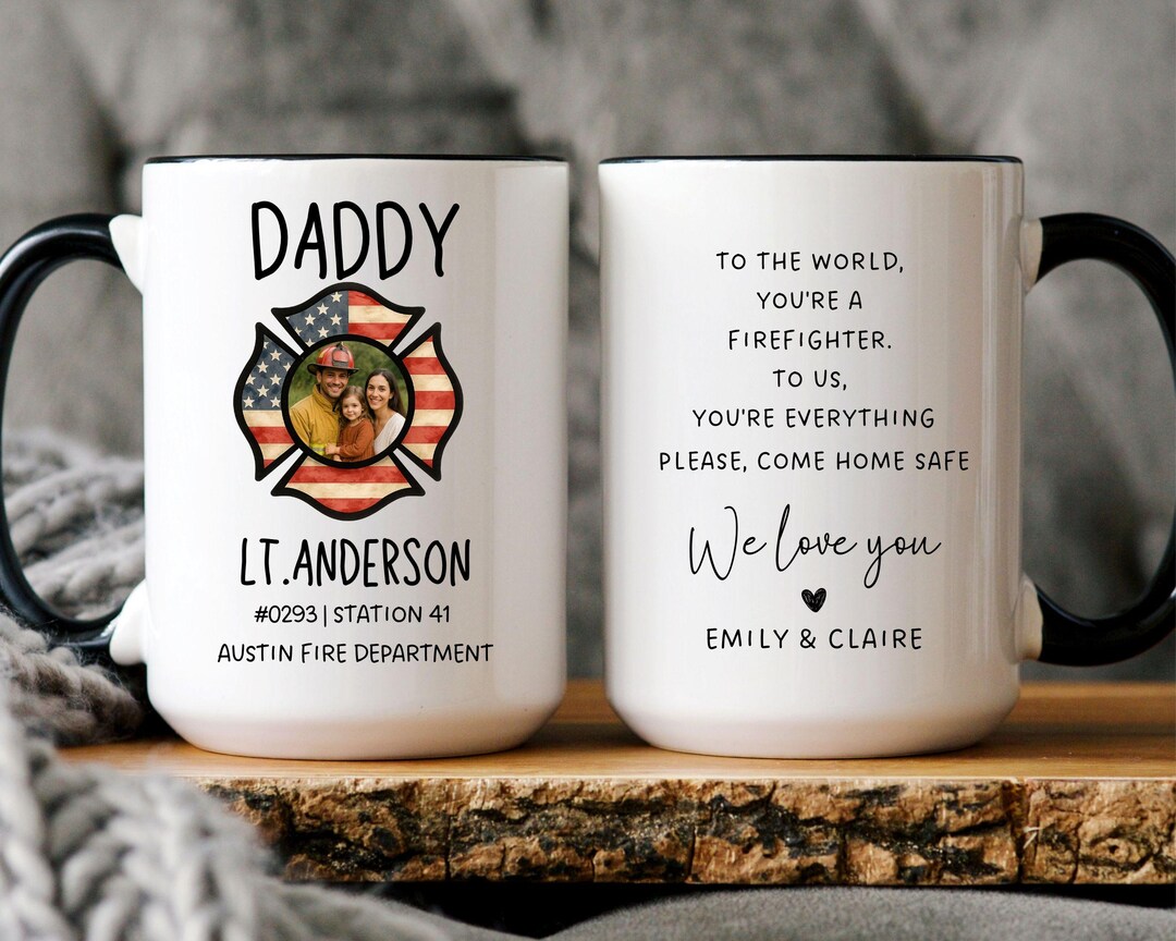 Personalized Firefighter Mug With Photo, Gift for Fireman Dad ...
