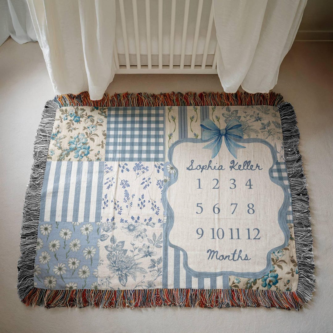 Personalized Baby Girl Milestone Blanket Customized Name Blanket Baby ...