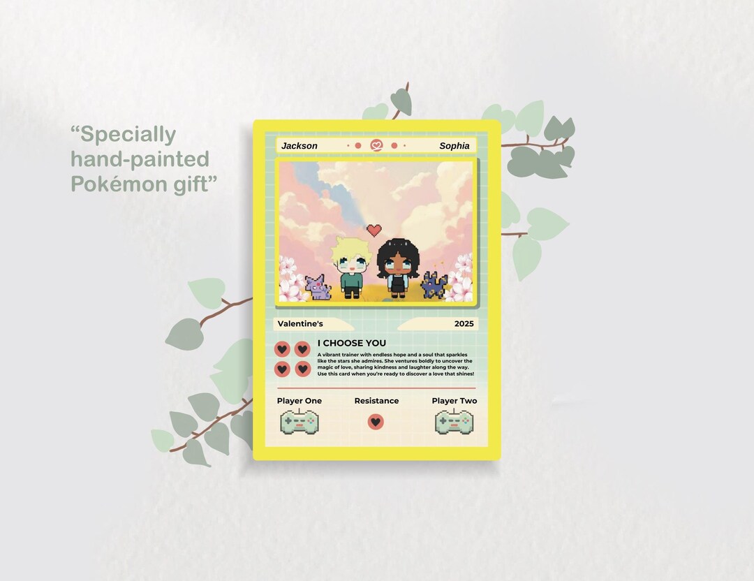 Custom Poke Valentine's Card Poke Digital Valentine Present Hand-drawn ...