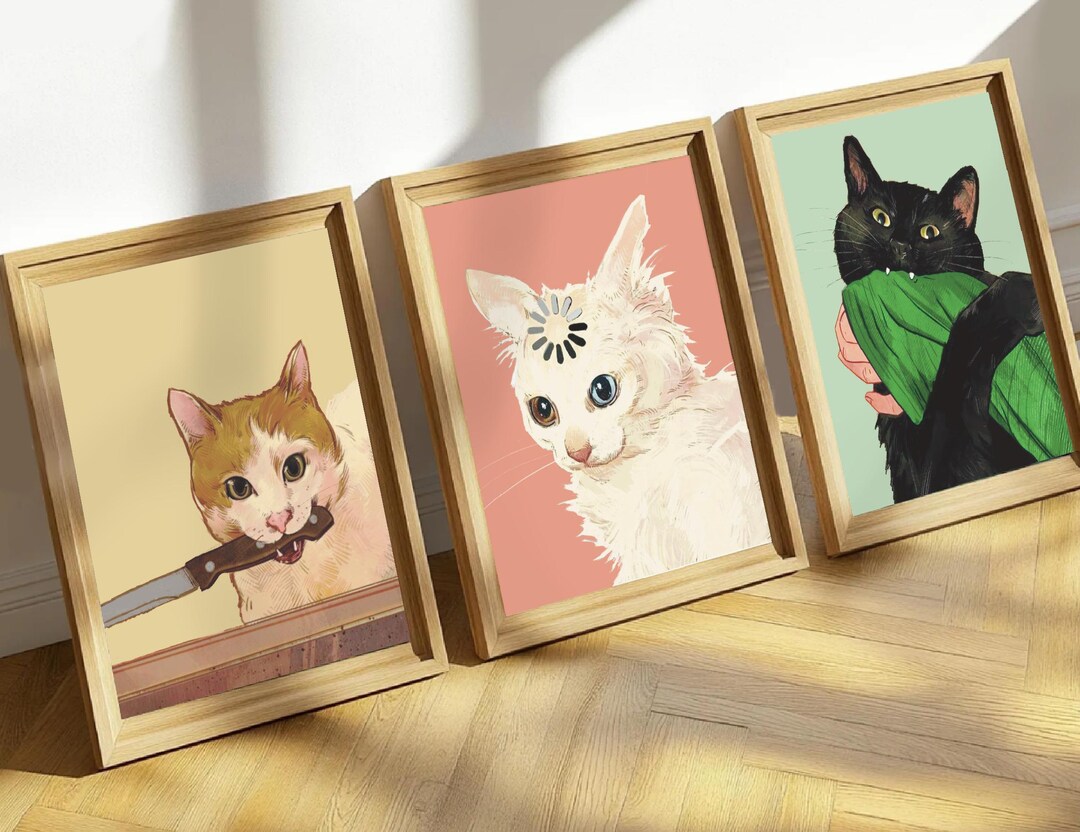 Funny Cat Meme Posters 3 Sets of Funny Posters Funny Cat Print for ...
