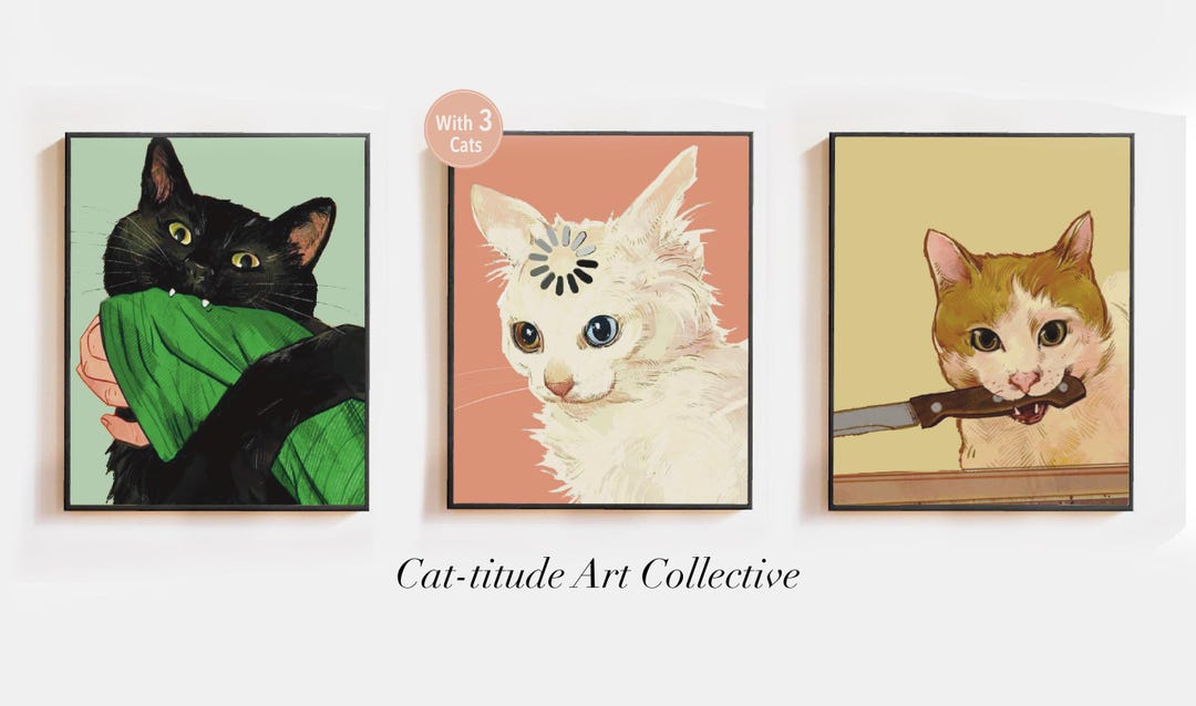 Cat Prints Toilet Funny Wall Decorations for the Bathroom Poop Print ...