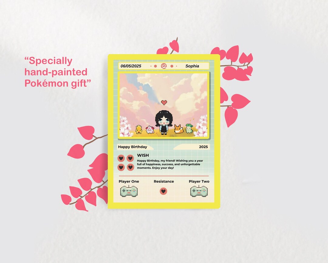 Custom Poke Birthday Card, Idea for Hand-drawn Cards, Birthday Gift for ...