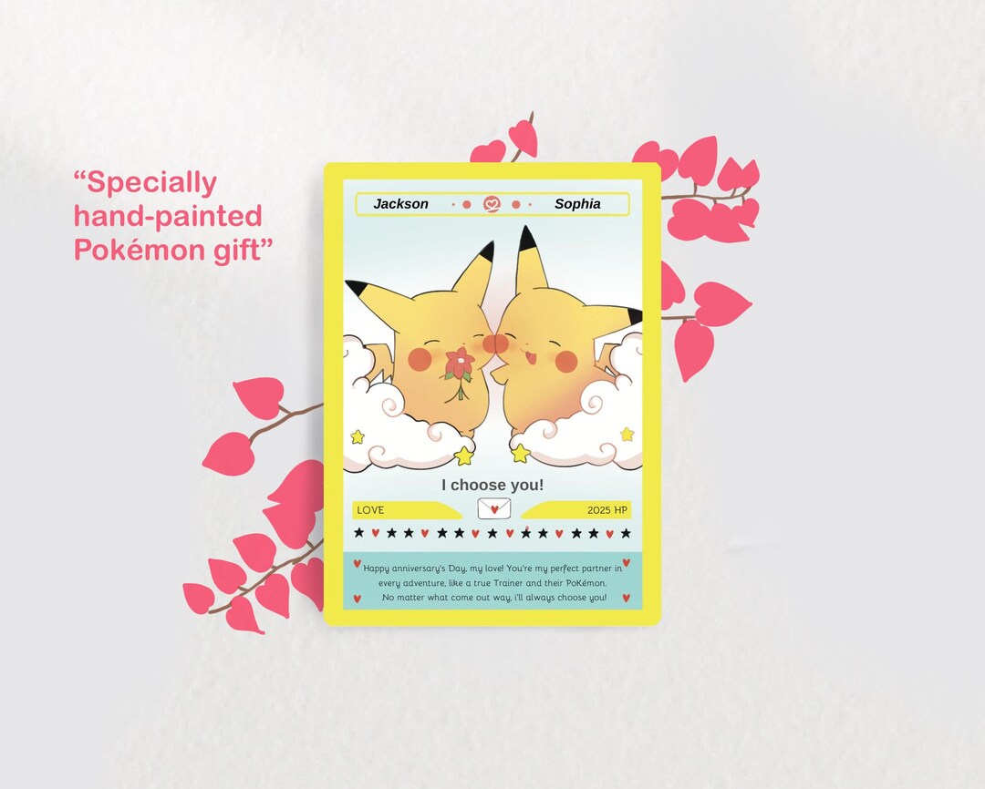 Custom Pokemon Valentine's Card Digital Valentine Present Hand-drawn ...