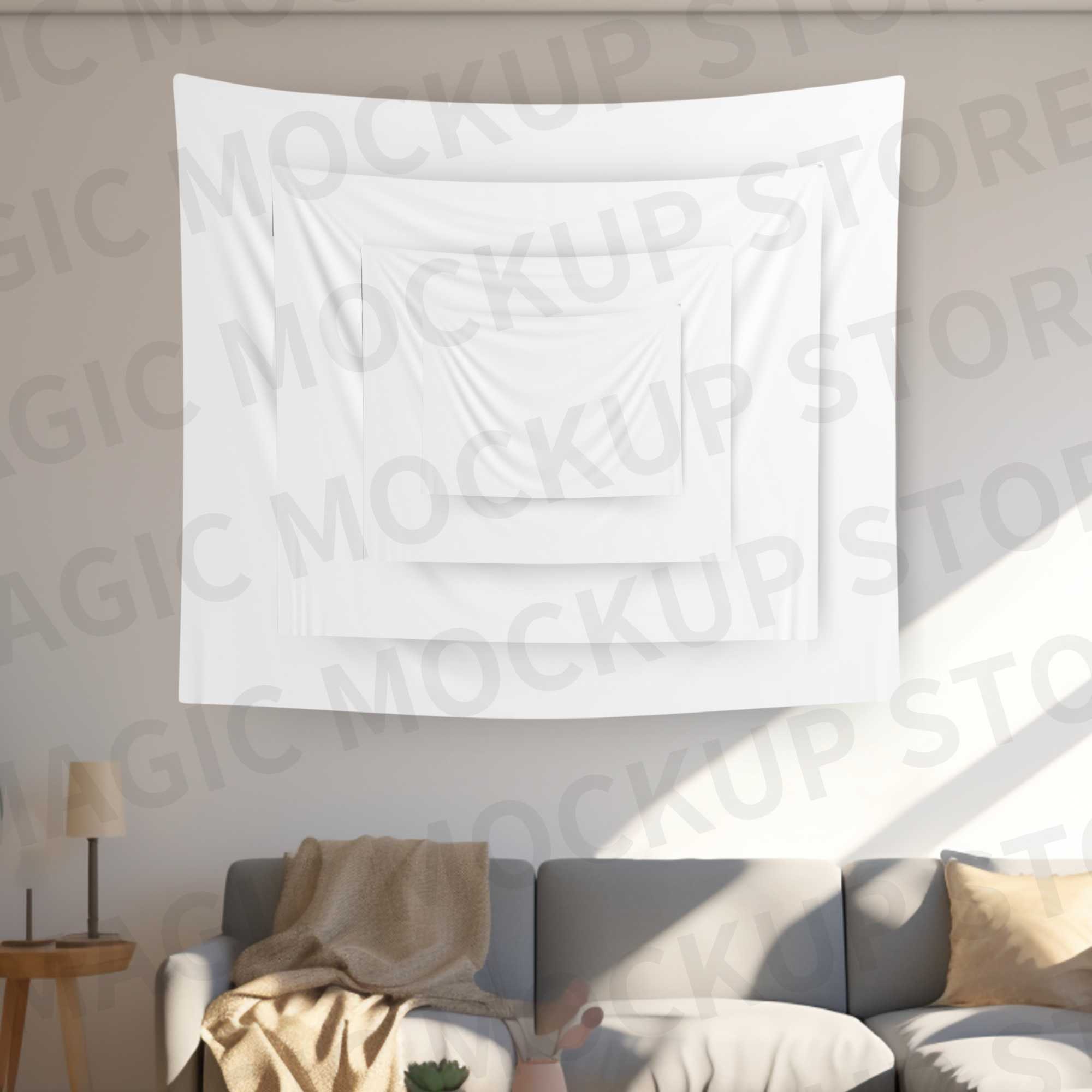 Wall Tapestries Size Chart Mockup, Tapestry Mockup Size Chart ...