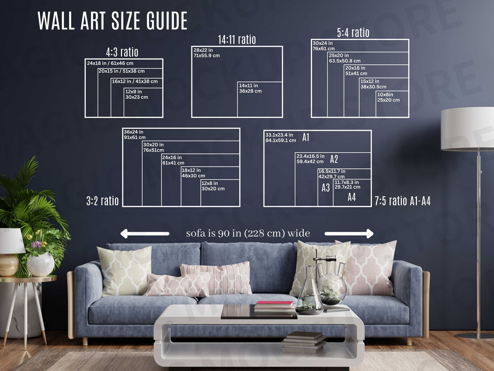 Wall Art Size Guide Bundle Canvas Size Guide Frame Size Guide Print ...