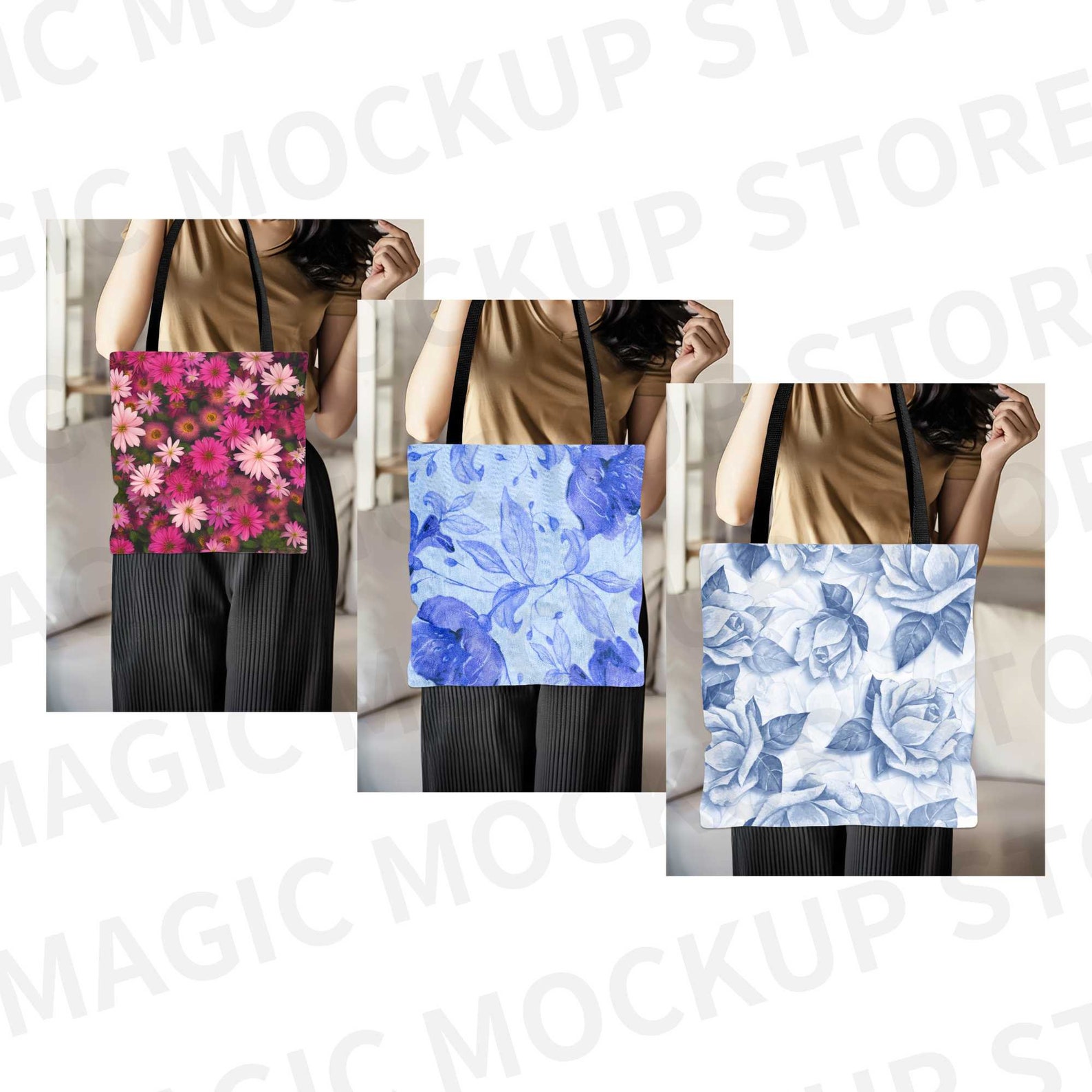 AOP Tote Bag Size Chart Canva Tote Bag Mockup AOP Bag Size Mockup Canva Mockup PSD Mockup ...