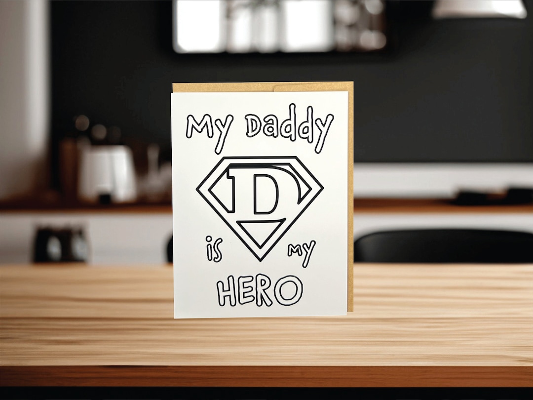 Coloring Page Daddy Card: Super Dad Hero Kids Activity - Etsy