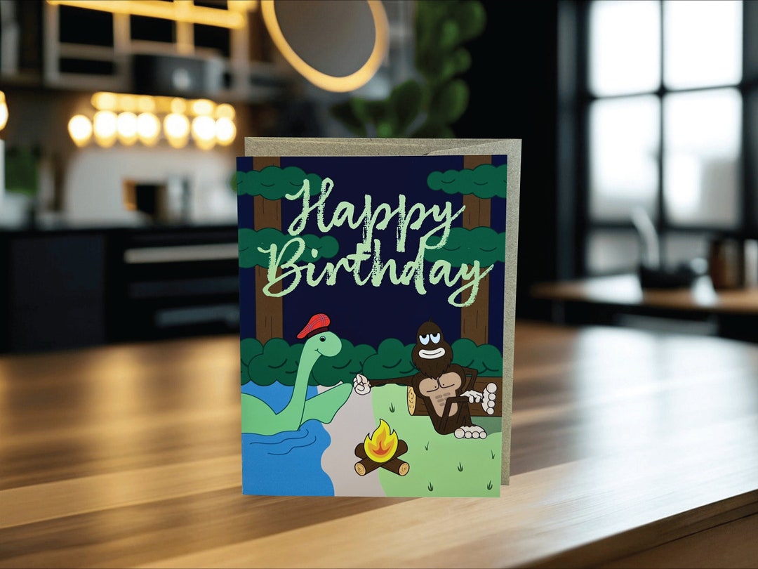 Bigfoot Birthday Card, Cryptid Birthday Card, Sasquatch Birthday Card ...