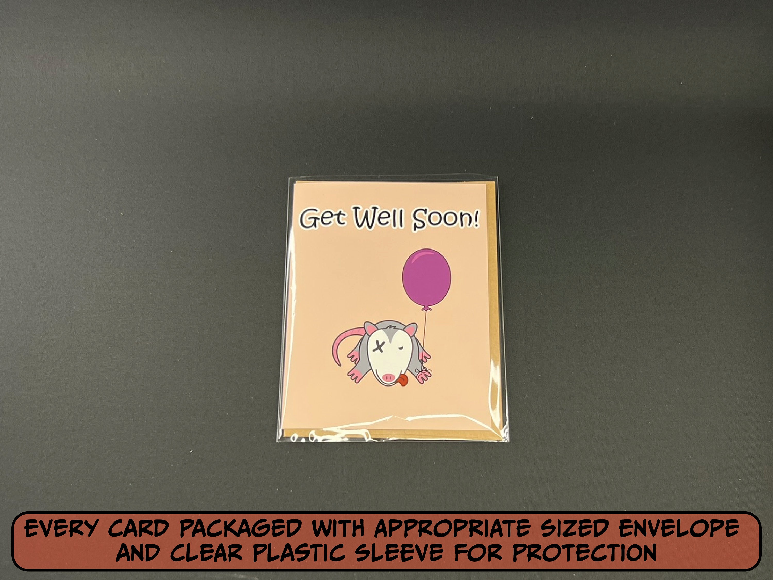 Silly Get Well Soon Card, Opossum With Balloon Card, Cute Opossum ...