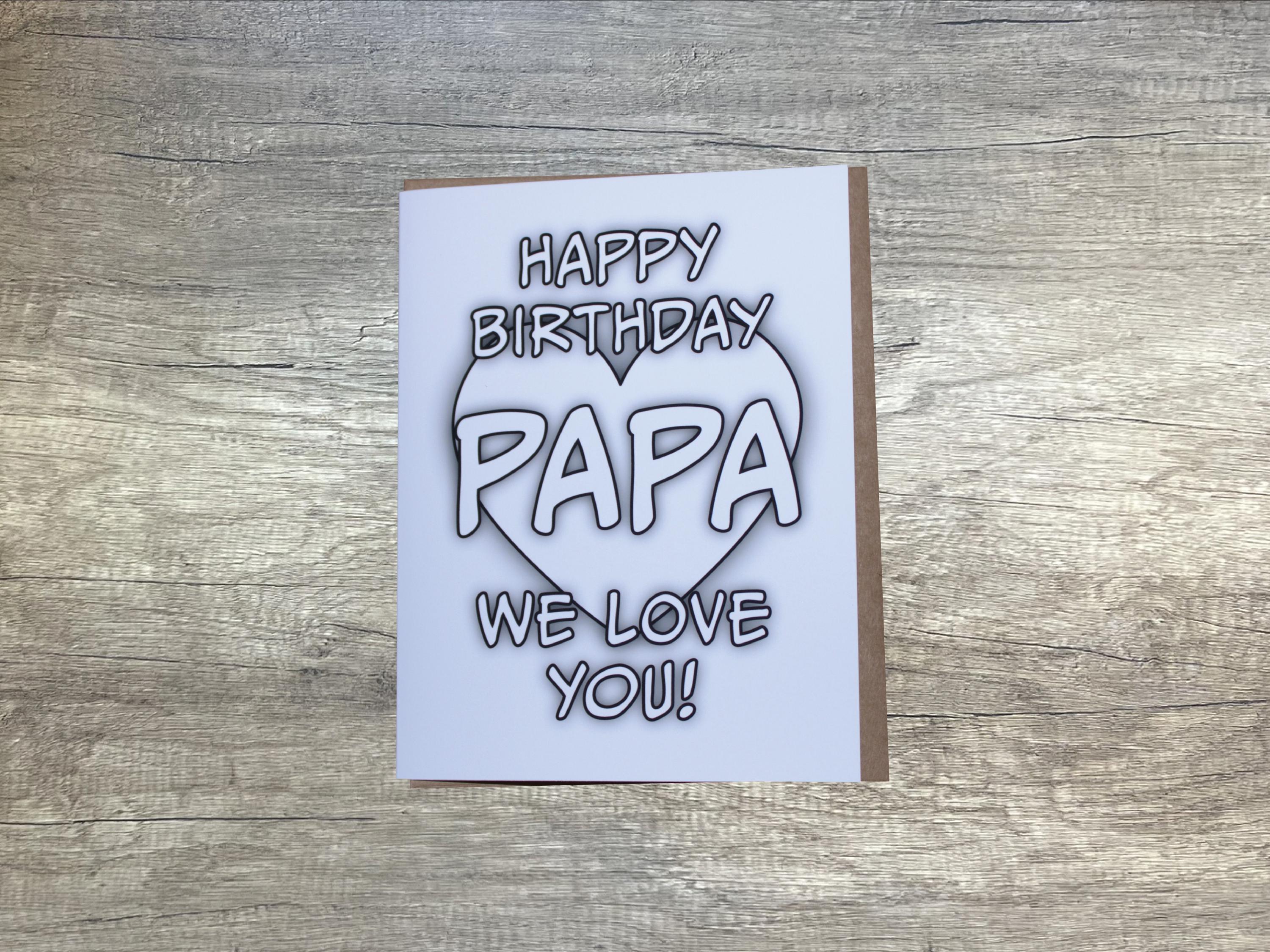 Coloring Page Birthday Card for Papa From Kid - Etsy