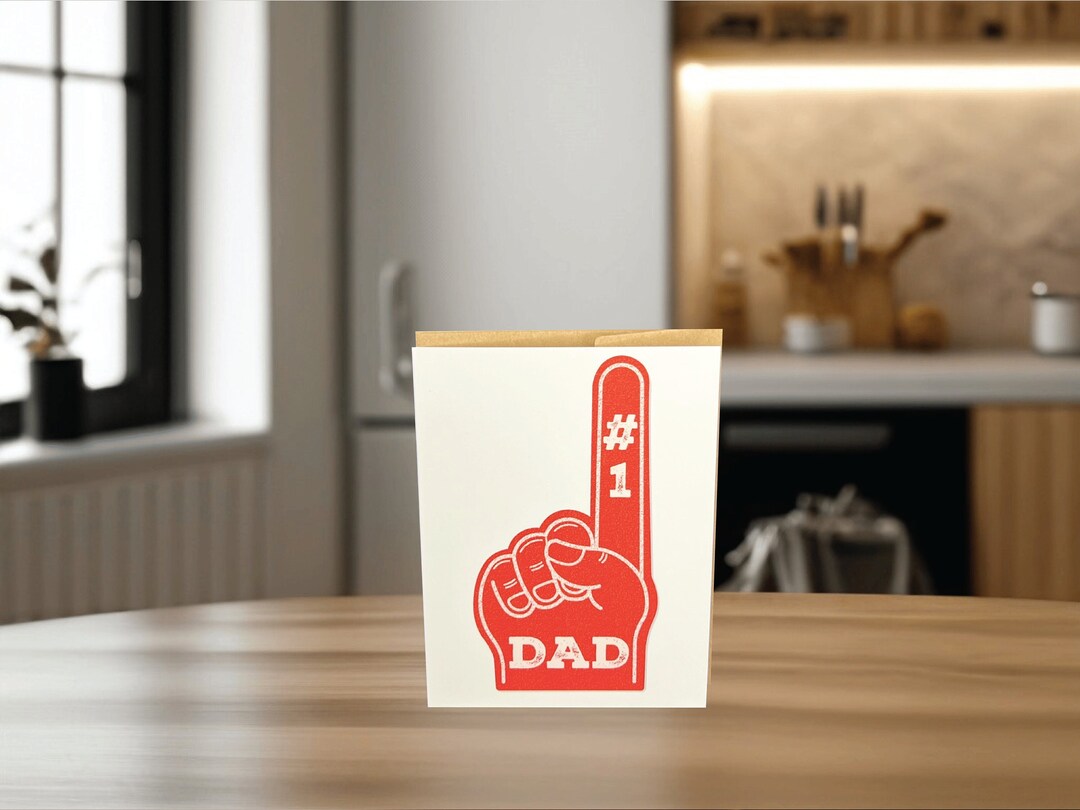 Foam Finger 1 Dad Father's Day Card, Best Dad Father's Day Card, Father ...