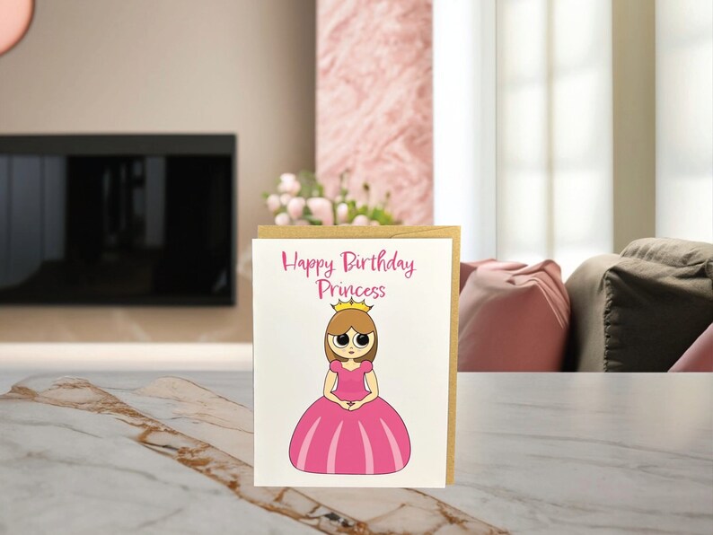 Princess Birthday Card, Cute Birthday Card for Girl, Princess Birthday ...