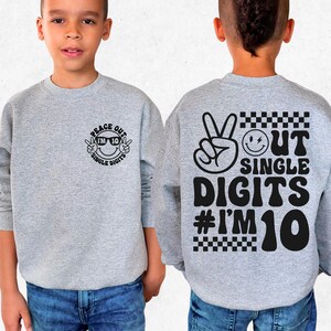 10th Birthday Boy Shirt - Peace Out Single Digits - Kids Birthday Shirt ...