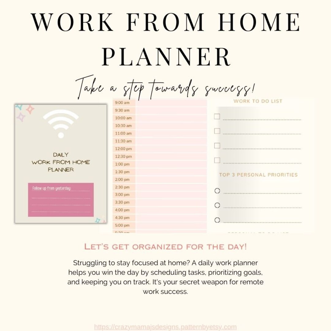 Printable Daily Work From Home Planner - Etsy