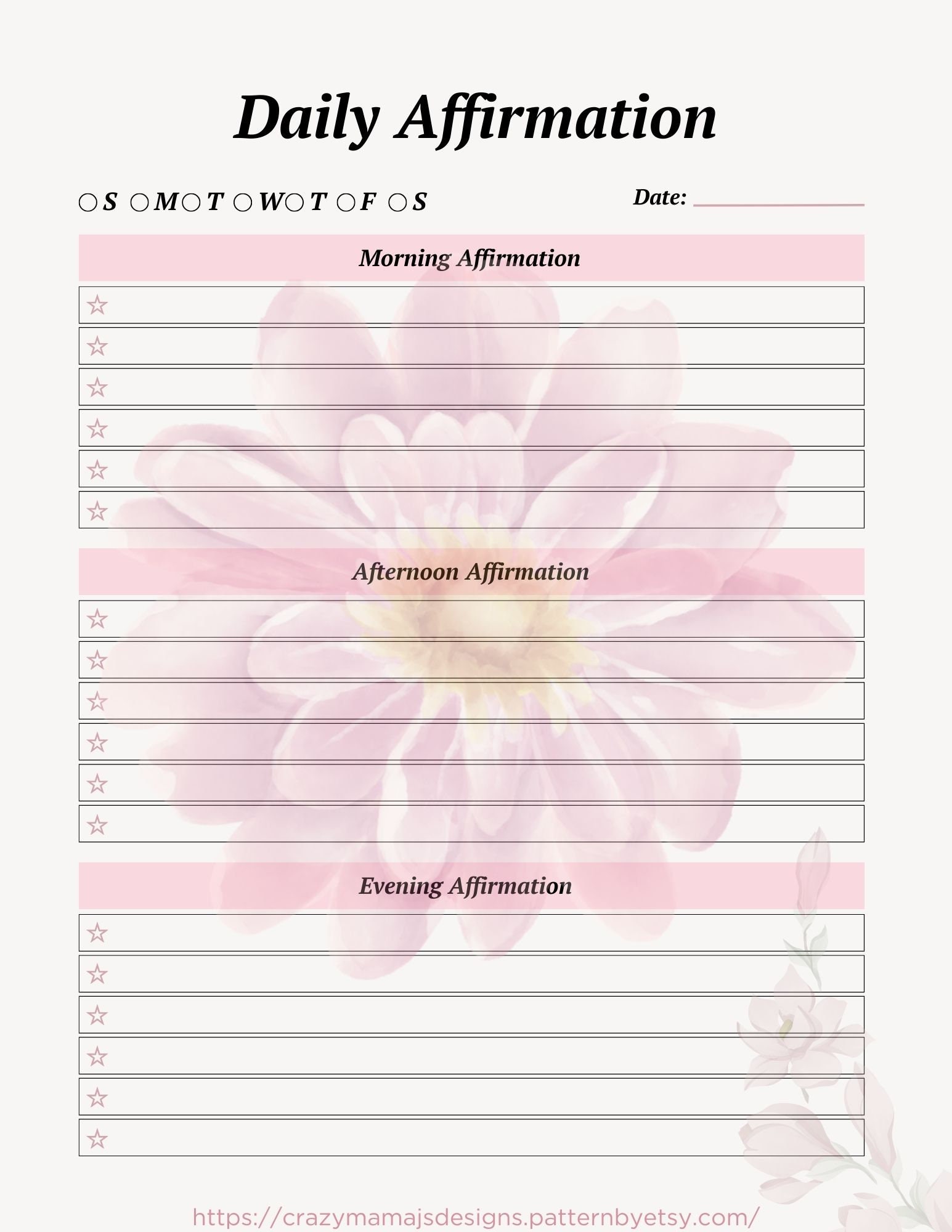 Printable Daily Affirmation Journal - Etsy