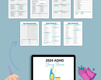 ADHD Planner, Editable in Canva, Printable ADHD Cleaning Checklist ...
