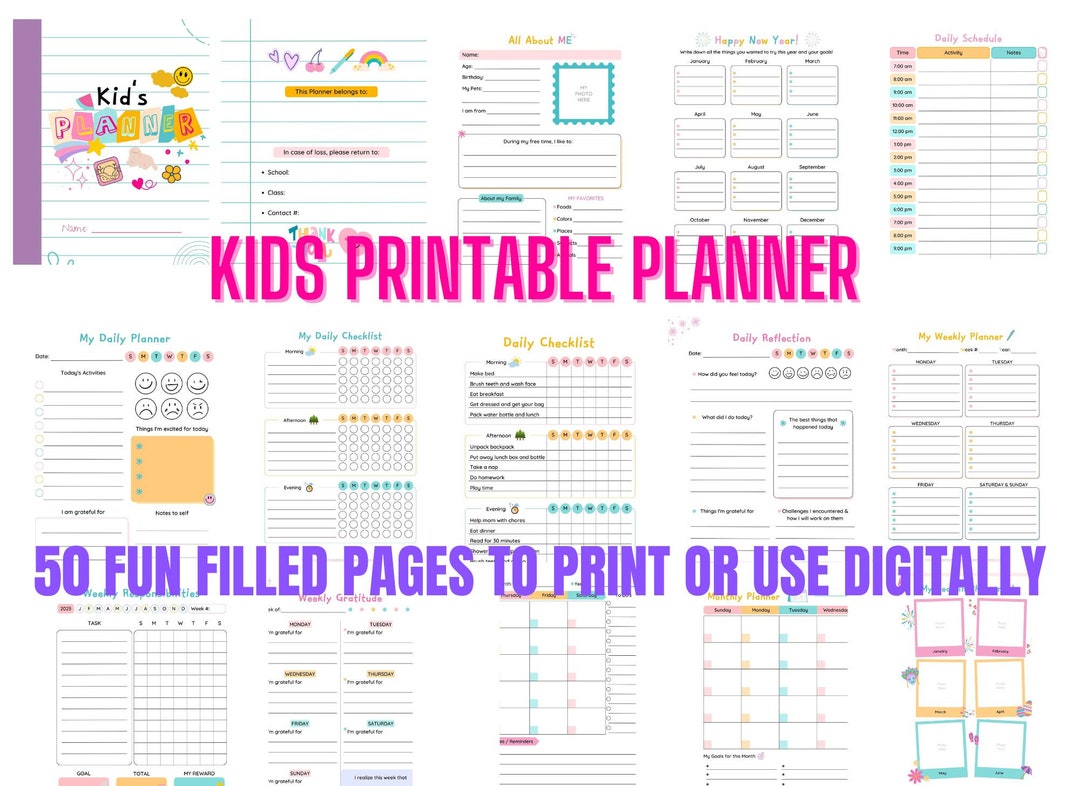 Kids Planner-printable or for Digital Use - Etsy