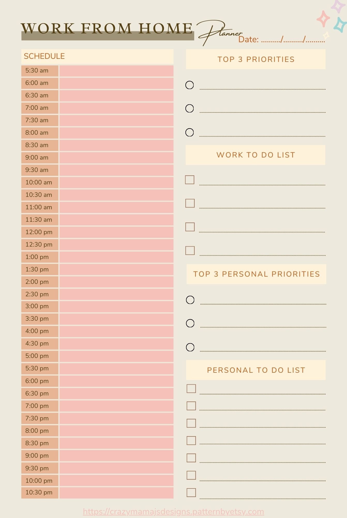 Printable Daily Work From Home Planner - Etsy