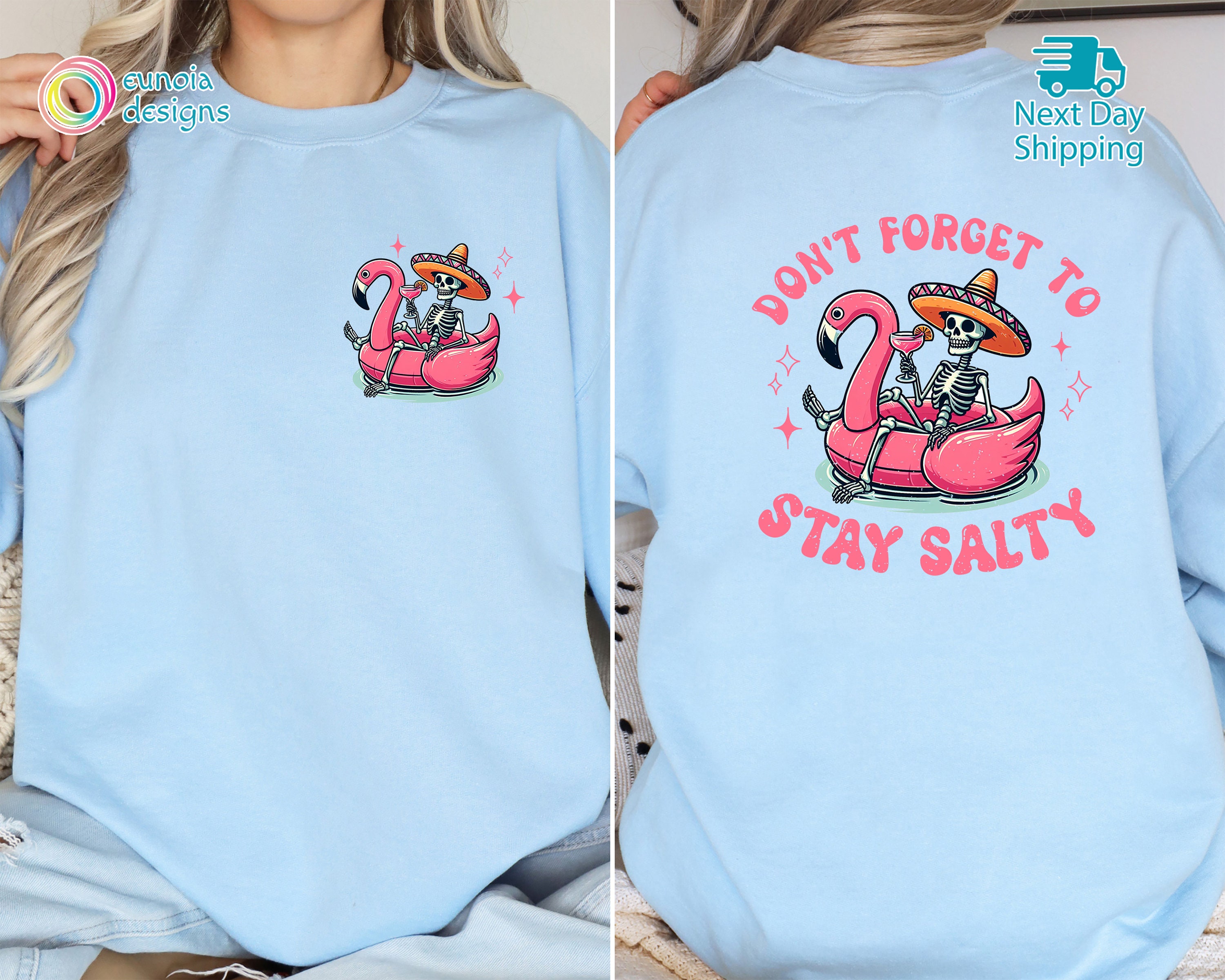 Don't Forget Stay Salty Shirt, Preppy Skeleton Themed Hoodie for Women ...