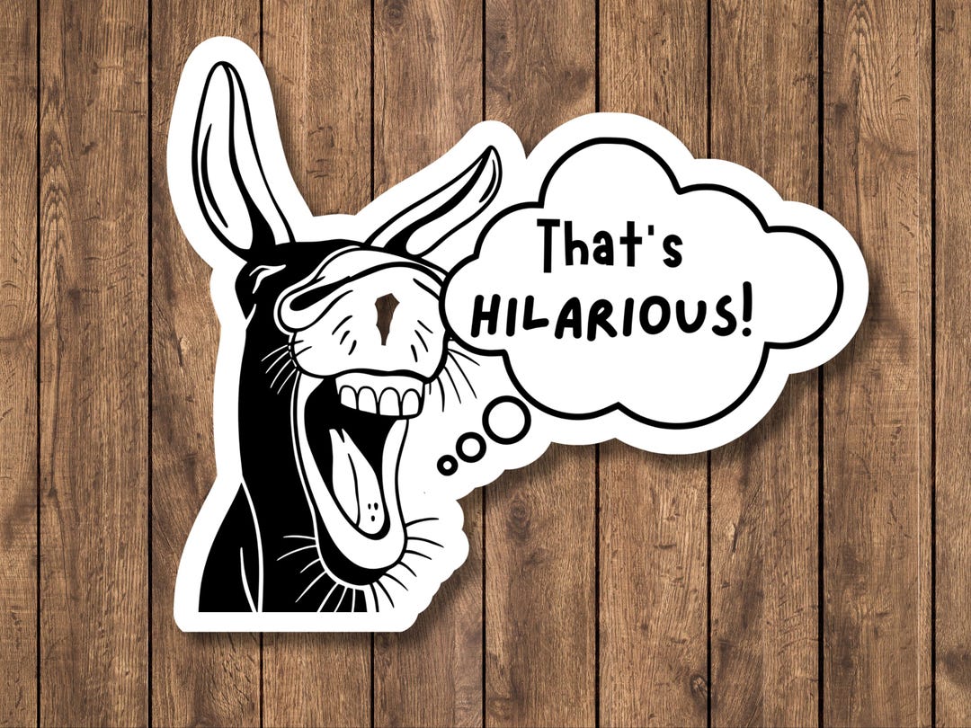 A Laughing Donkey Sticker, Funny Animal Sticker, Gift Sticker, Trendy ...