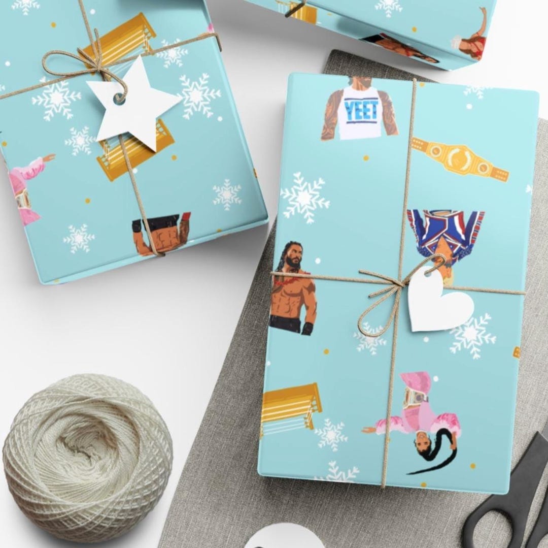 Wrestling Fan Gift Wrap, Wrapping Paper for Christmas, Holiday, Gift ...