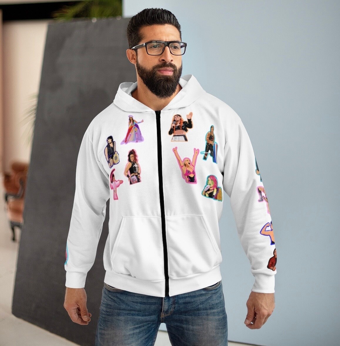 Womens Wrestling Hoodie Fanart WWE Sweatshirt Bianca Belair Rhea Ripley ...