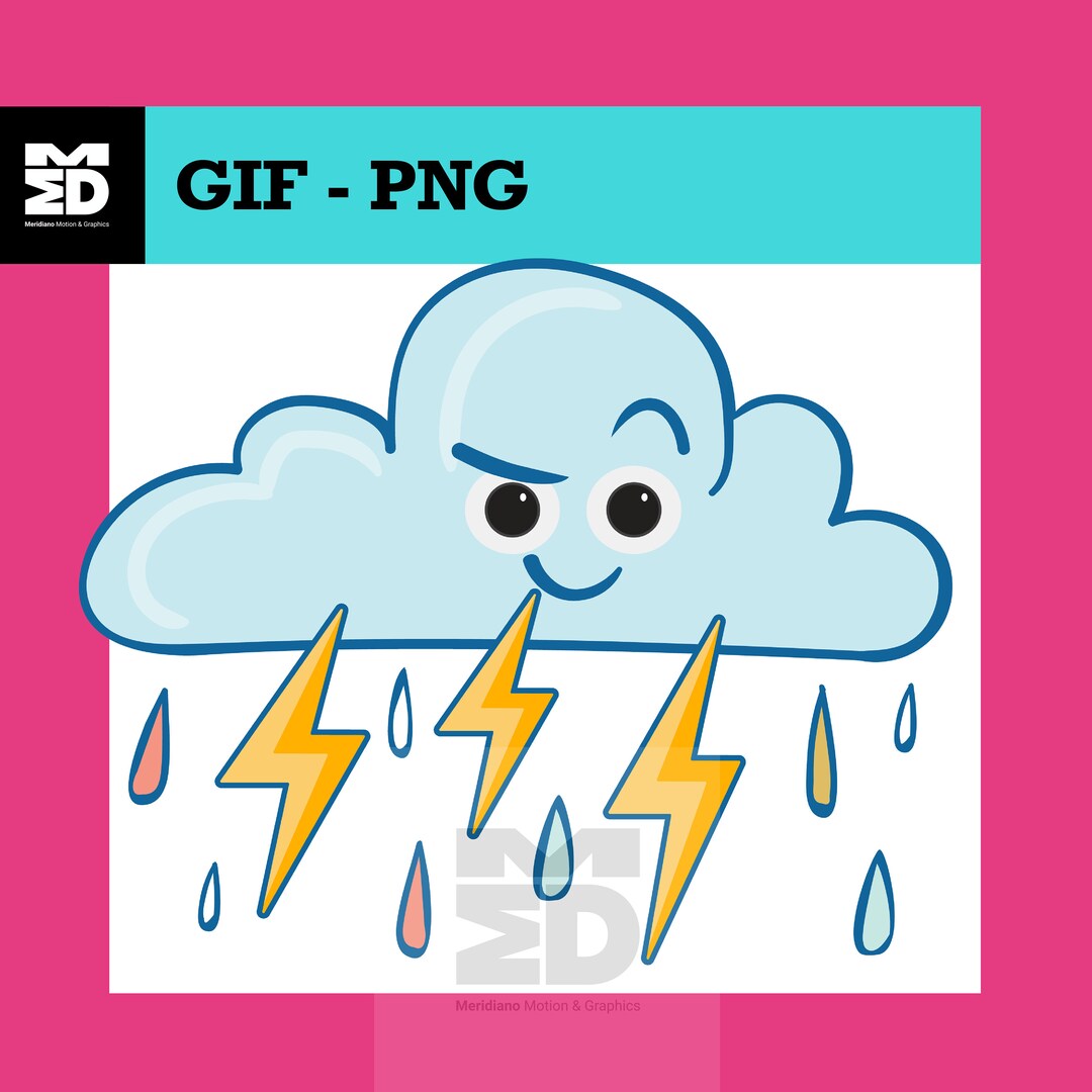 Super Cute Rainy Cloud With Bolt, Cloud EMOTE, Funny Emotes, Bolt Cloud ...