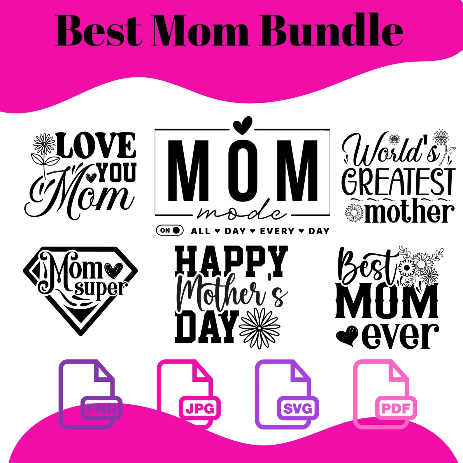 Mother's Day Bundle digital Download Mothers Day Design SVG PDF PNG ...