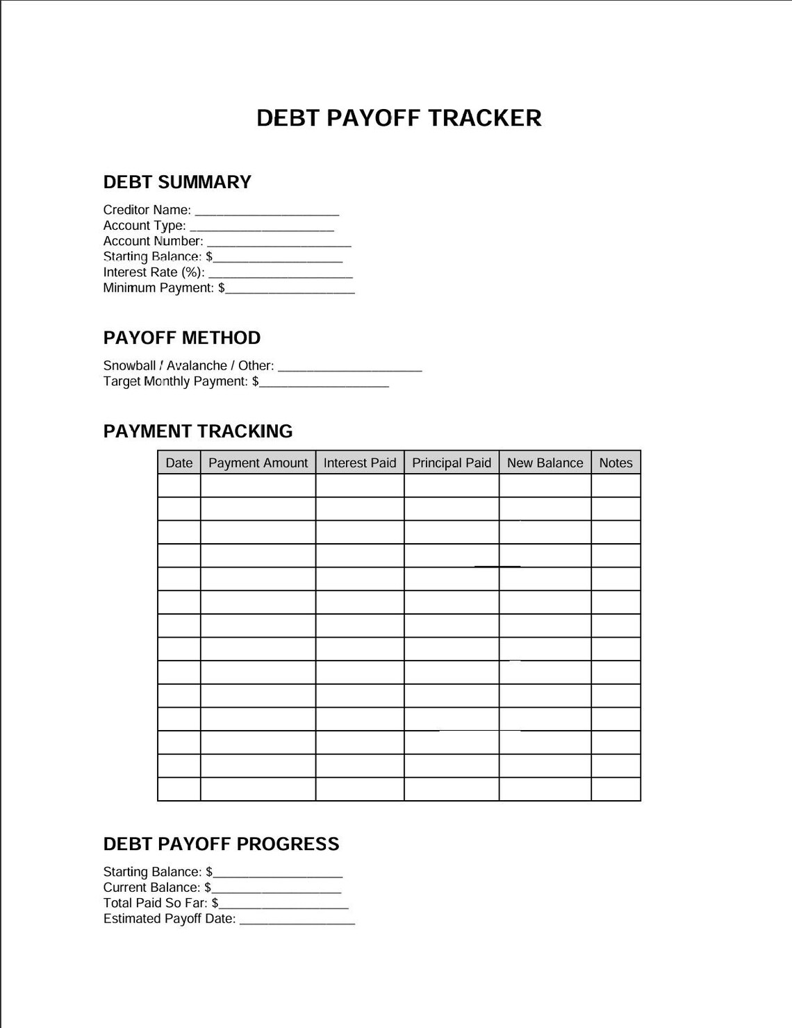 Debt Payoff Tracker Printable | Debt Snowball & Avalanche Worksheet ...
