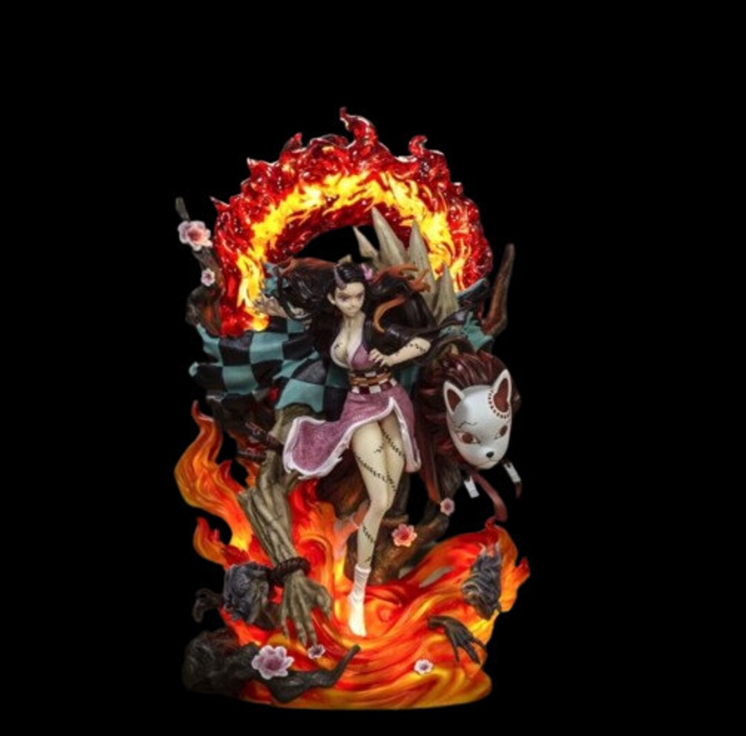 U-KING Studio Demon Slayer Kamado Nezuko Tanjirou GK Resin Painted LED ...