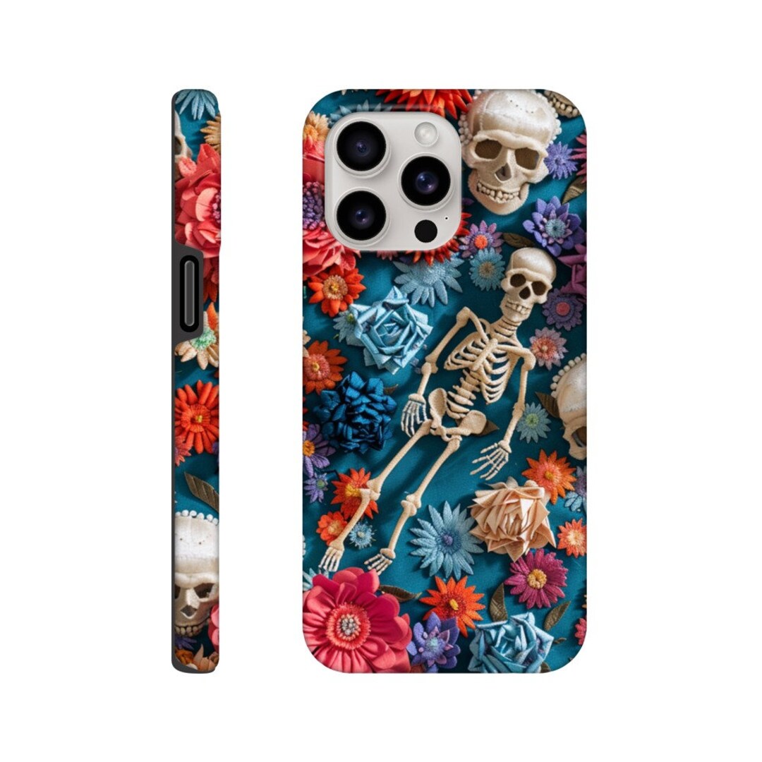 Tough Case Skeleton Skull Flowers Vibrant Tough Case, iPhone 11 12 13 ...