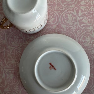 Antique Porcelain White and Gold Alphabet Tea Cup and Saucer- Germany ...