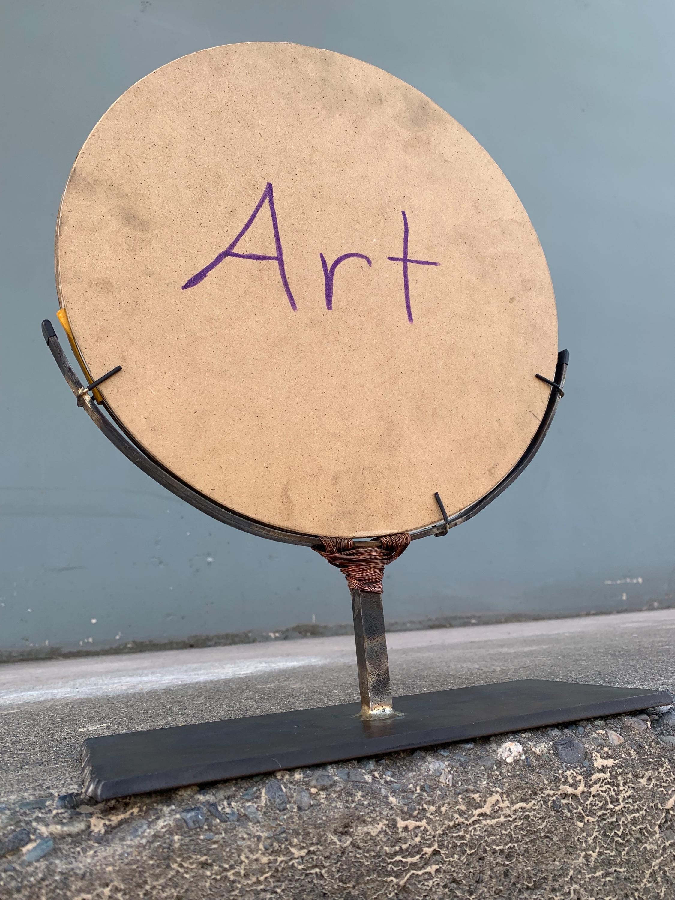 Glass Display Stand, 12 Round Fused Glass Stand, Handmade Steel, Bronze ...