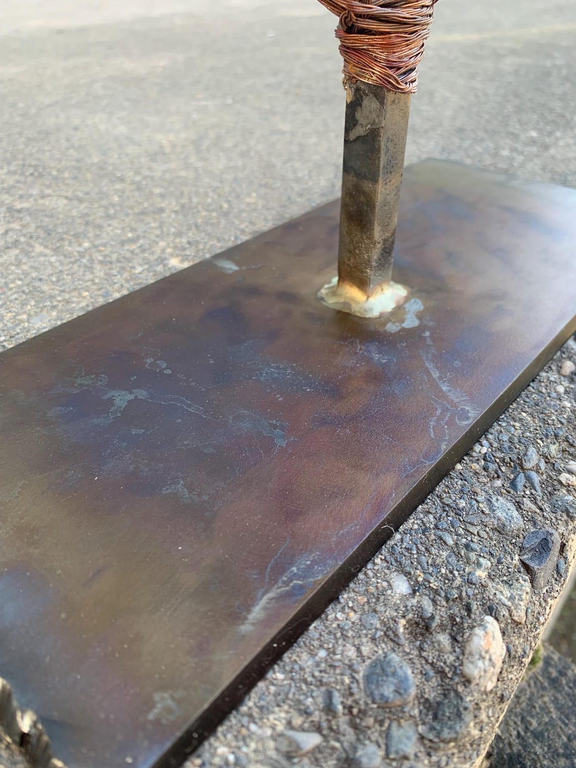 Glass Display Stand, 12 Round Fused Glass Stand, Handmade Steel, Bronze ...