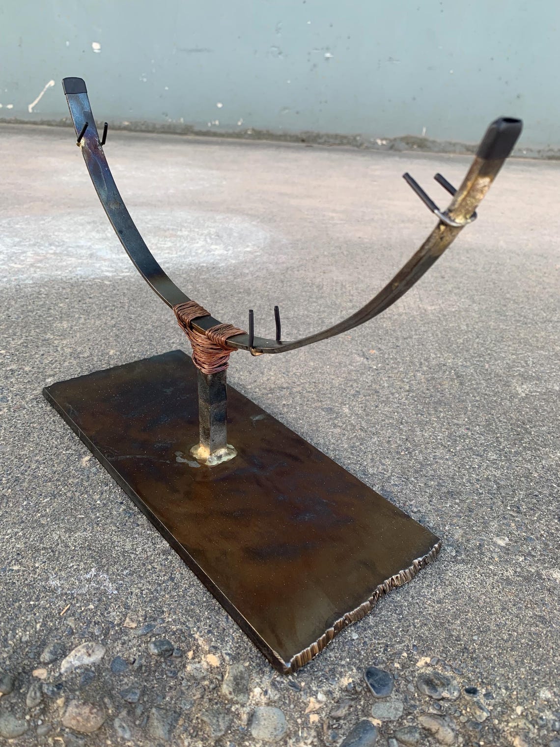 Glass Display Stand, 12 Round Fused Glass Stand, Handmade Steel, Bronze ...