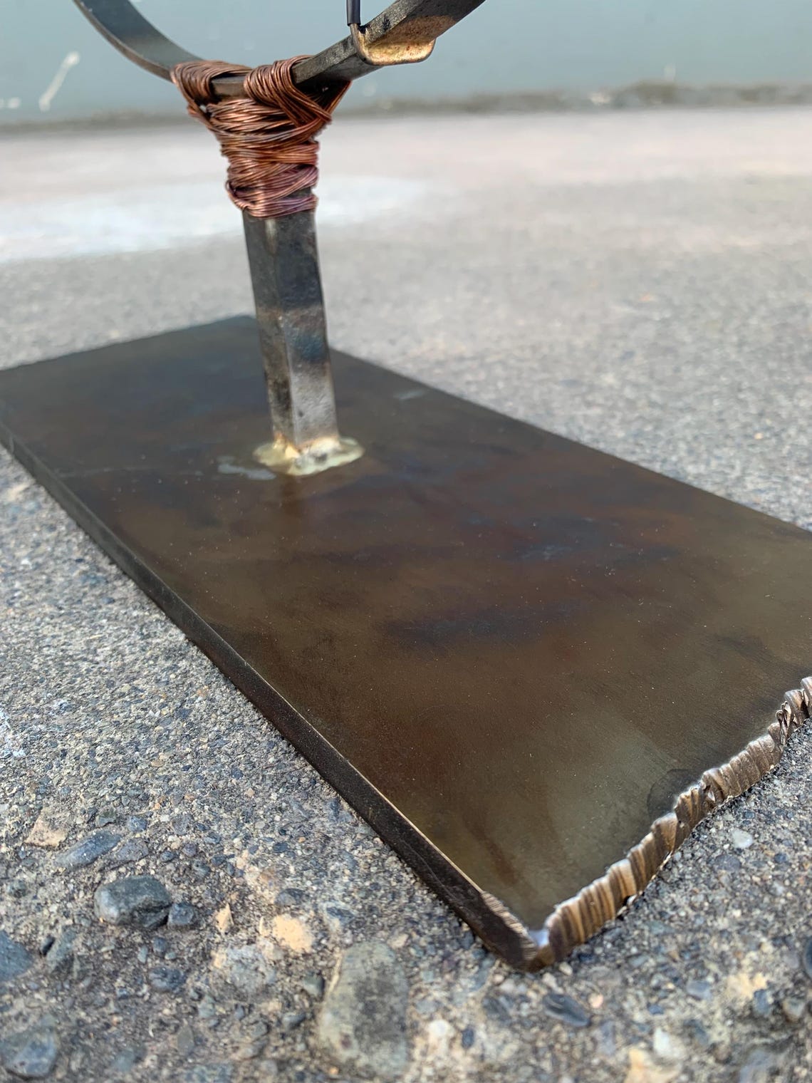 Glass Display Stand, 12 Round Fused Glass Stand, Handmade Steel, Bronze ...