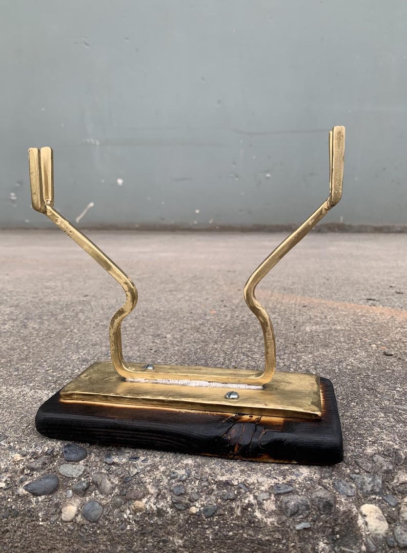 Fused Glass Display Stand for Square Glass Solid Brass and Wood ...