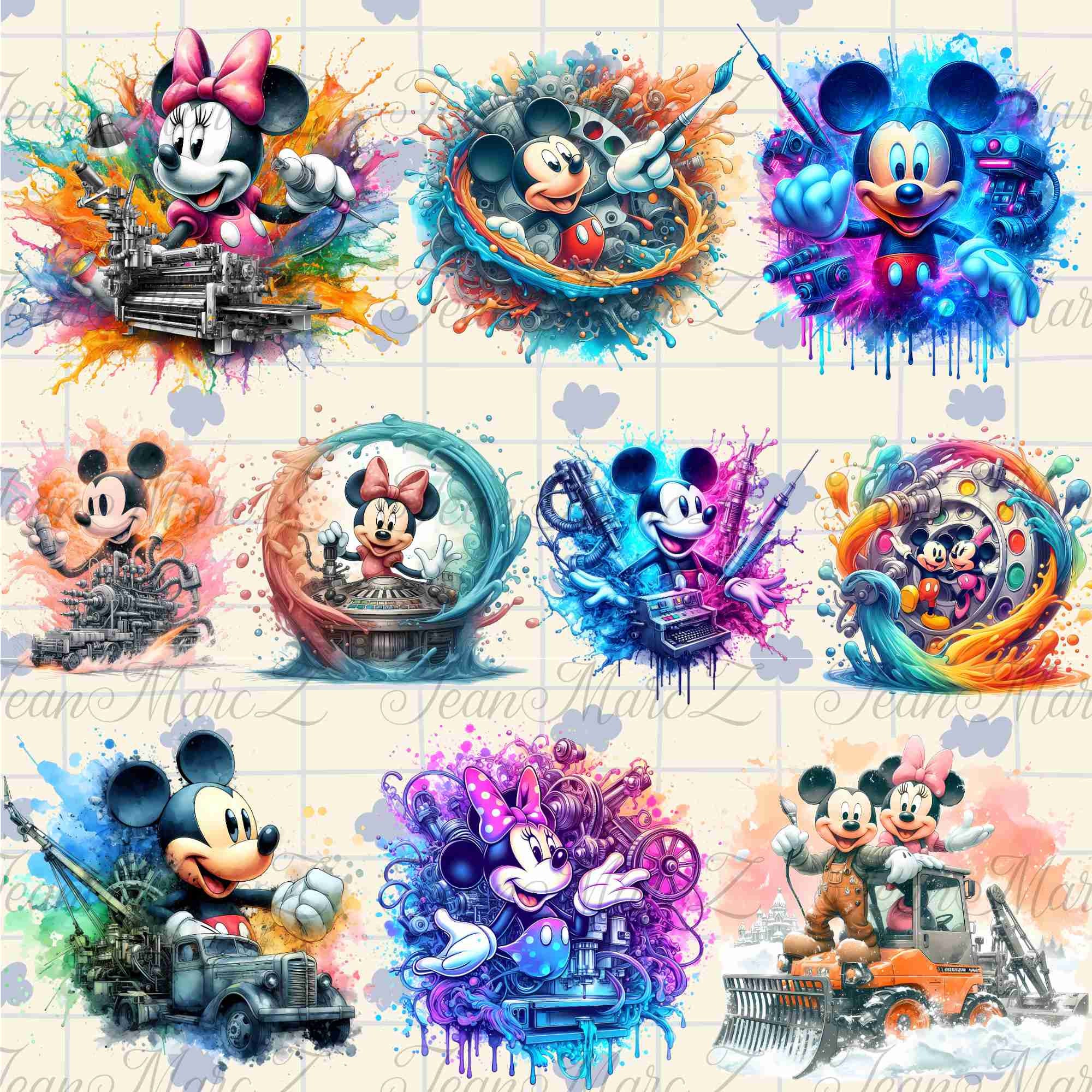 Mickey Mouse Splash and Watercolor Digital, Cute Mickey Friends Clipart ...