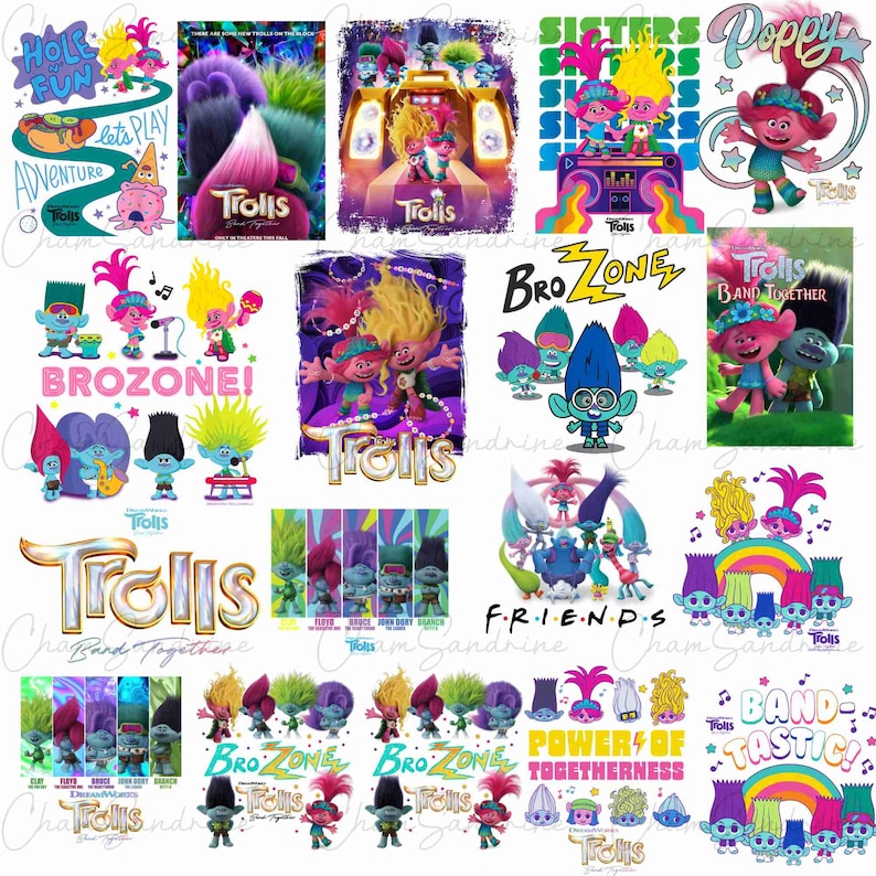 Trolls Band Together Movie PNG Bundle, Poppy Bro Zone Png, Trolls Band ...
